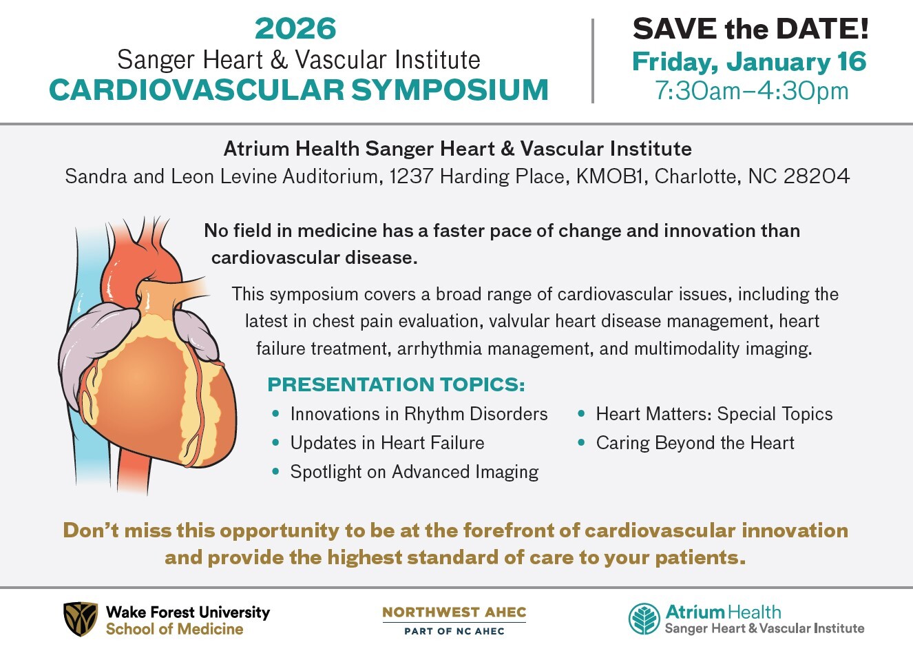 Join Us January 16th for Atrium Health Sanger Heart & Vascular ...